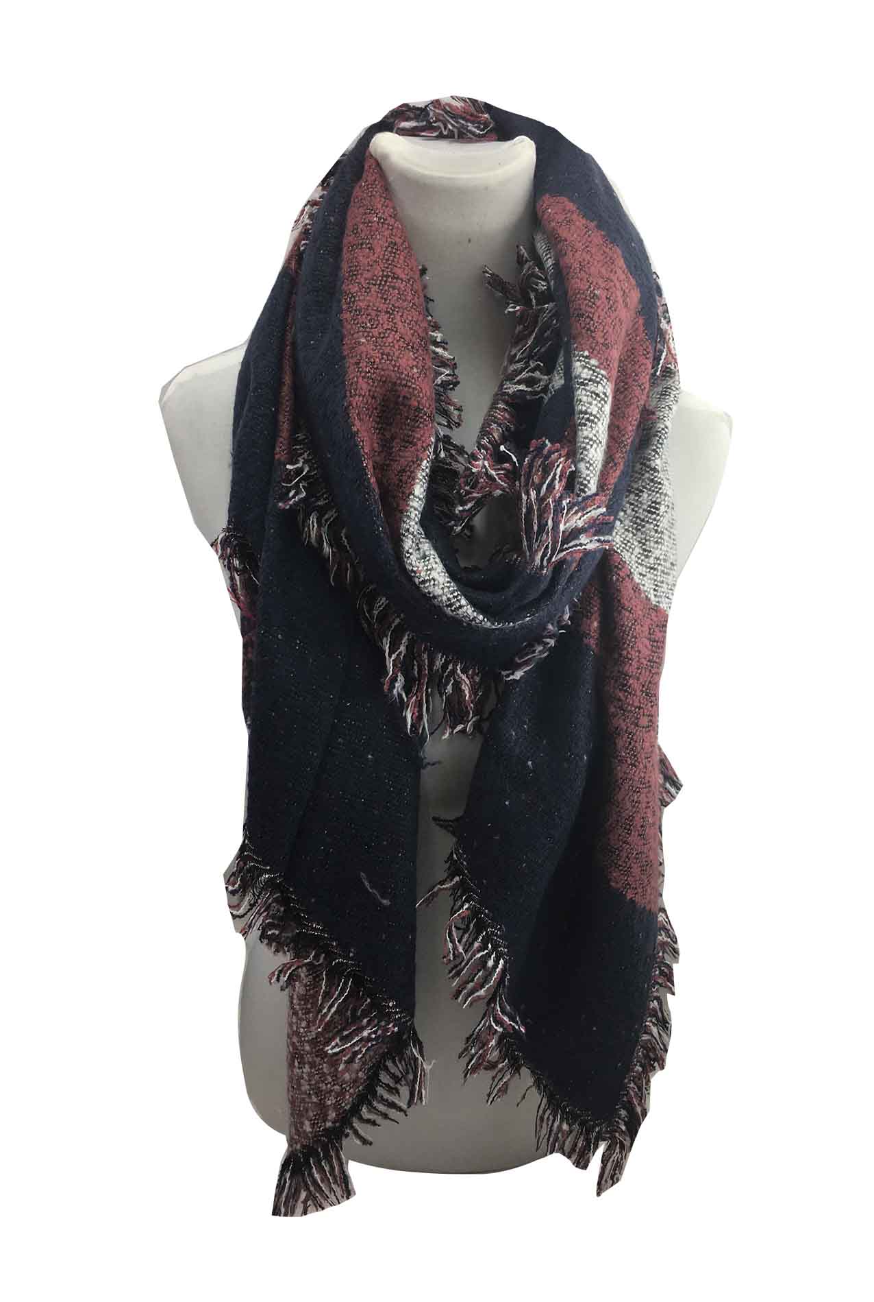 AB1713-120 Viscose Frayed Edge Scarf – A & B Fashion Trading LTD