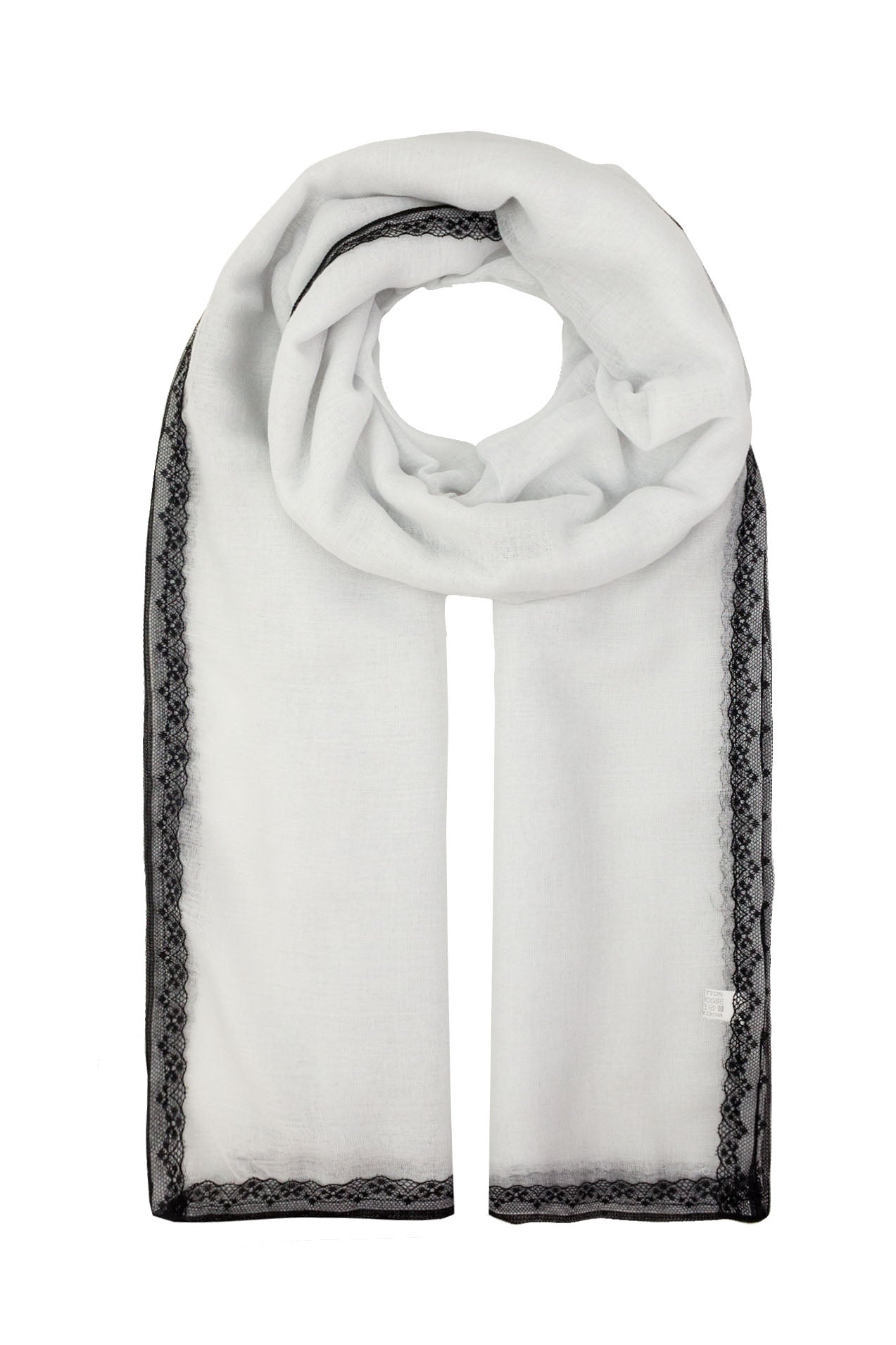 AB1670 8 Plain Scarf with Lace Trim A B Fashion Trading LTD
