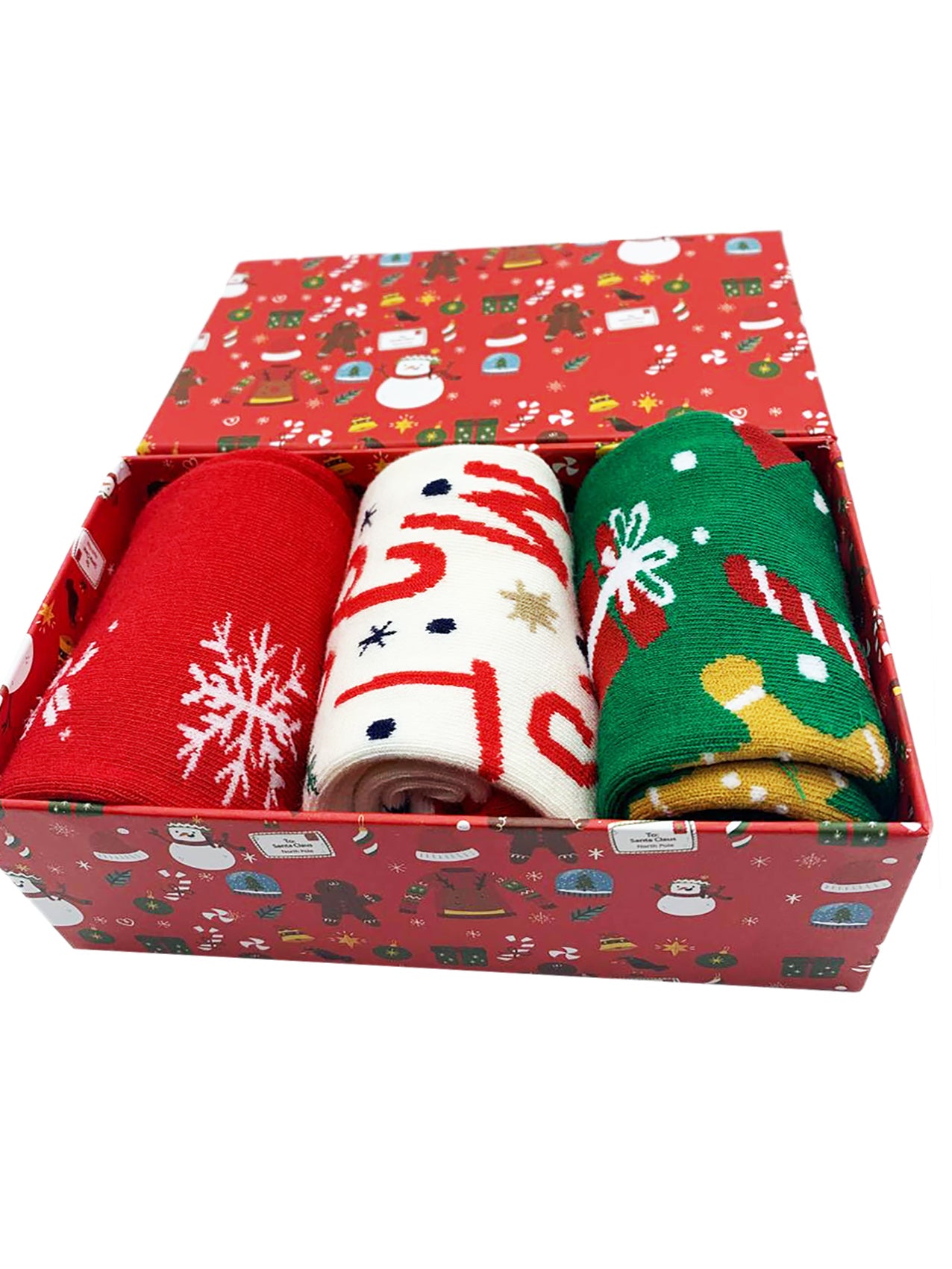 SK-1 Christmas Themed Socks In a Red Christmas Themed Gift Box – A & B ...